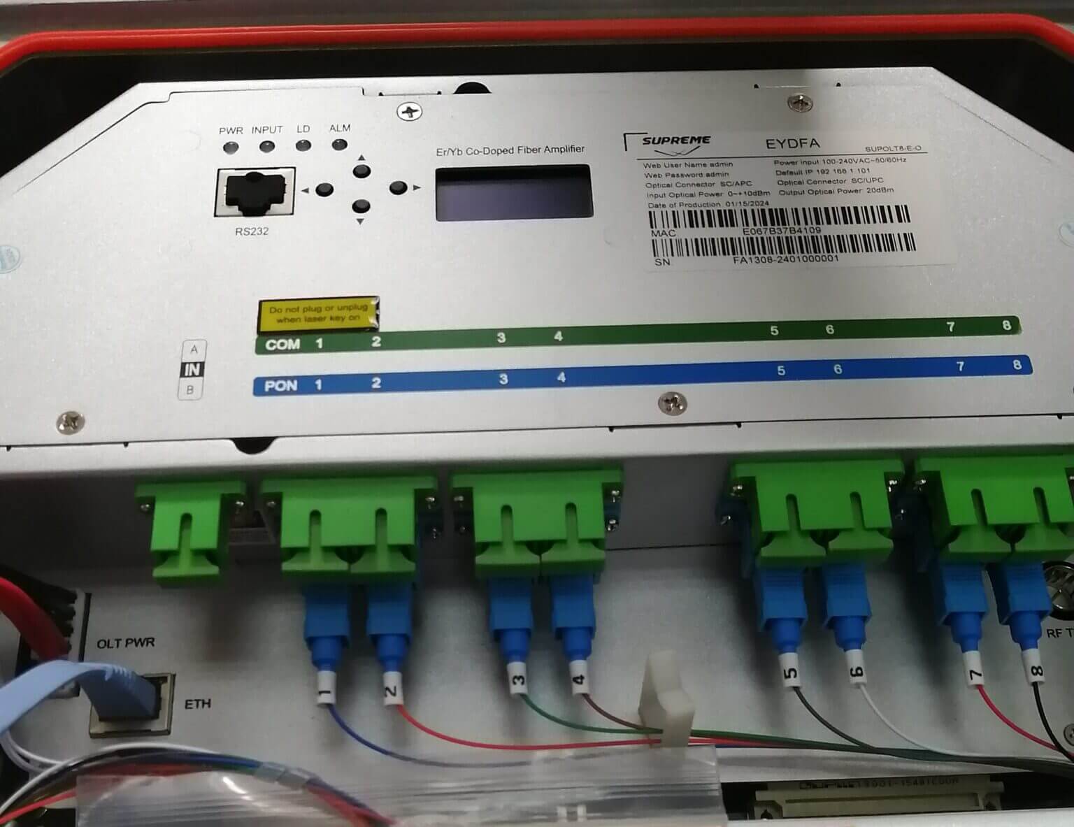 OLT + EDFA Outdoor 8 puertos GPON Supreme – TAC Communications